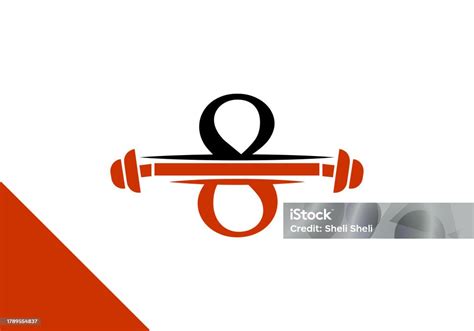 바벨이 있는 편지 8 로고 체육관과 피트니스를 위한 피트니스 벡터 로고 디자인 건강한 생활방식에 대한 스톡 벡터 아트 및 기타