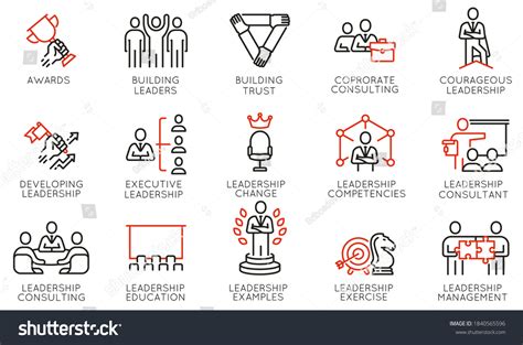 Vector Set Linear Icons Related Leadership Stock Vector Royalty Free 1840565596 Shutterstock