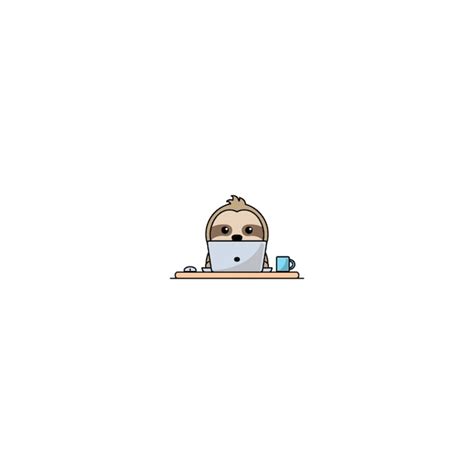 Premium Vector Cute Sloth Working On A Laptop Vector