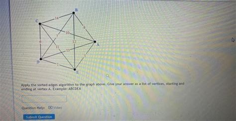 solved apply the sorted edges algorithm to the graph above