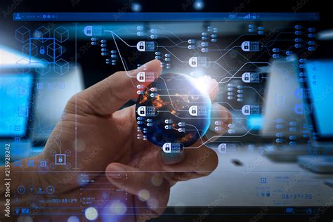 Blockchain Technology Concept With Diagram Of Chain And Encrypted Blocks Stock Photo Adobe Stock