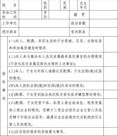 领导干部报告个人重大事项登记表 范文118