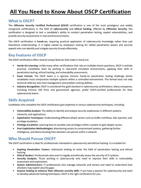 Oscp Certification Pdf Computer Security Security
