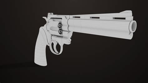 3d Revolver 05 Silver Colt Python All Pbr Unity Ue Textures Model