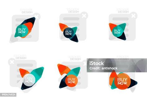 승진 배지 아이콘 디자인 비즈니스 또는 웹 프레 젠 테이 션 애플 리 케이 션 또는 인터페이스에 대 한 구매 지금 샘플 텍스트와 함께 종이 스타일을 제공 하는 평면 디자인