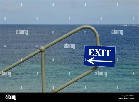 Exit Sign By The Sea Stock Photo Alamy