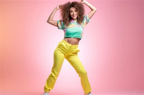 Premium Ai Image Dancing Girl On Pink Background