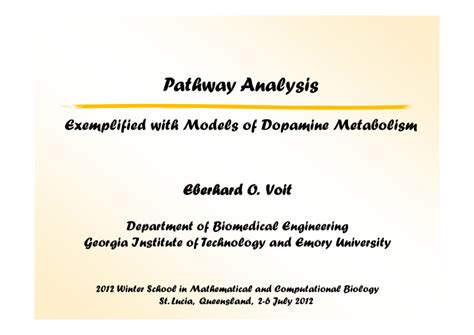 [ppt] Pathway Analysis Exemplified With Models Of Dopamine Metabolism Powerpoint Presentation