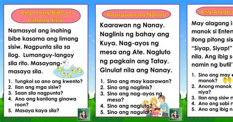 FILIPINO READING COMPREHENSION Part 2 Printable Format Free To