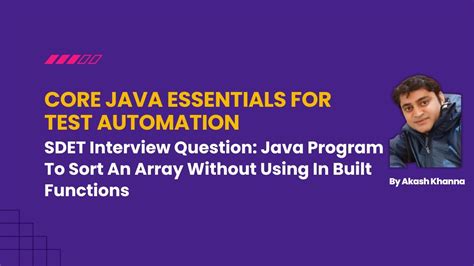 Java Program To Sort An Array Without Using In Built Functions Youtube