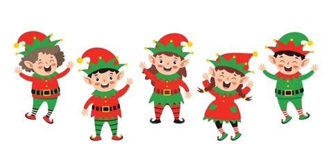 Group Of Cartoon Elfs Celebrating Christmas Duendes Animados Duendes