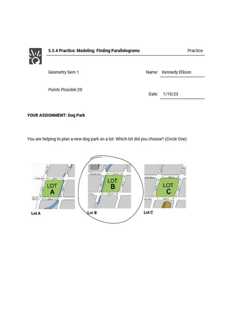 534 Practice Modeling Finding Parallelograms Pdf Area Rectangle
