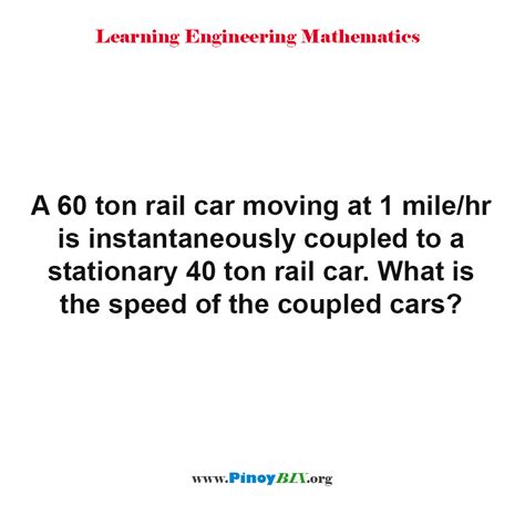 Solution What Is The Speed Of The Coupled Cars
