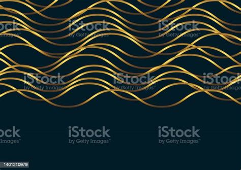 반짝이는 황금 선이있는 진한 파란색 추상 파동 배경 고급 스러움과 우아한 스타일의 템플릿 디자인 현대의 단순한 겹치는 웨이브 레이어 요소 벡터 0명에 대한 스톡 벡터 아트
