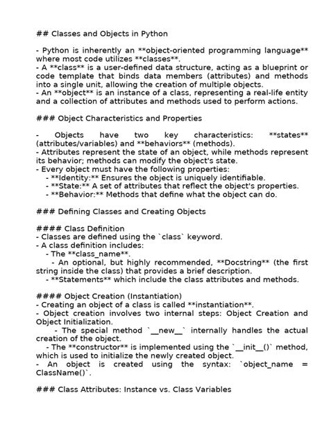 Classes And Object Pdf Class Computer Programming Method