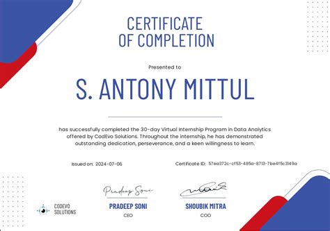 Antony Mittul On Linkedin Internship Codevosolutions Dataanalytics