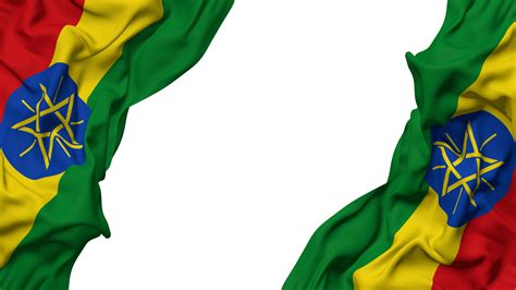 Ethiopia Flag Cloth Wave Banner In The Corner With Bump And Plain Texture Isolated 3d