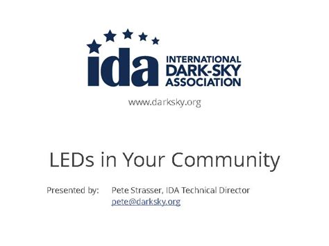 LEDs In Your Community Webinar DarkSky International