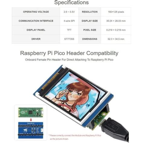 Waveshare 18inch Lcd Display Module For Raspberry Pi Pico