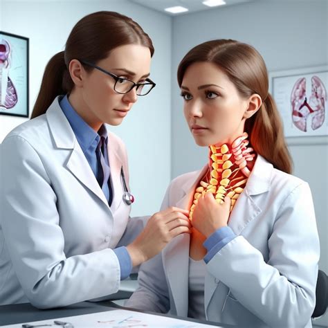 Doctor Checking Thyroid Of A Patient Premium Ai Generated Image