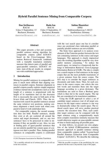 Pdf Hybrid Parallel Sentence Mining From Comparable Corpora