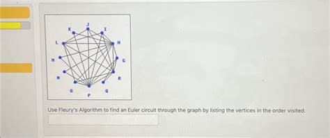 Solved Use Fleury S Algorithm To Find An Euler Circuit Chegg