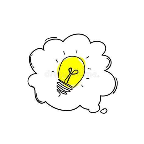 Light Bulb And Speech Bubble Hand Drawn Doodle Style Vector Symbol For Idea Stock Vector