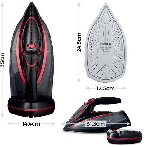 Tower Red And Black Cordless Steam Iron With Extra Large Sole Plate Wilko