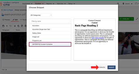 How To Add Snippets To Your Page Modern Campus CMS SDSU
