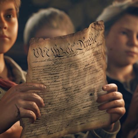 Closeup Of Weathered Copy Of The Declaration Of Independence Premium