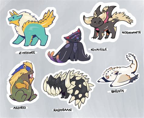 Monster Hunter Chibi Stickers Etsy