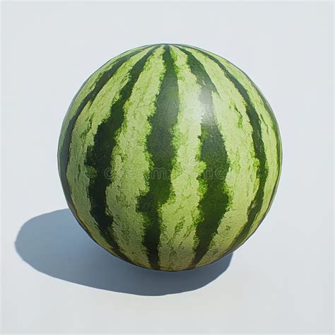 Watermelon With Green Striped Skin Displayed On A White Background For