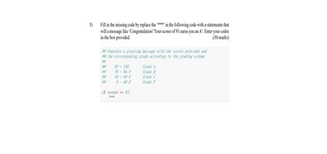 Solved 5 Fill In The Missing Code By Replace The In