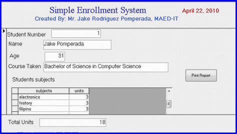 Simple Enrollment System Version 10 Free Source Code And Tutorials