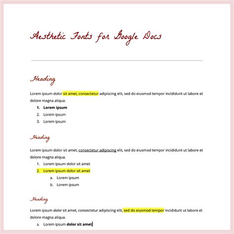Aesthetic Fonts On Google Docs