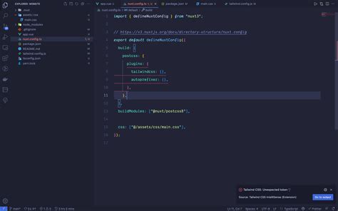 Issue In Setting Up Nuxtjs Project To Use Tailwindcss As Explained On The Official Guide