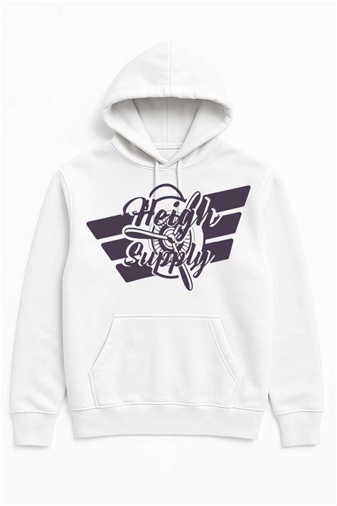 White And Black Logo Hoodie Heigh Supply