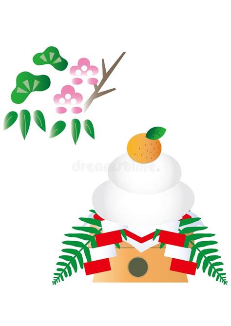 Kagami Mochi Decorations And Plum Blossoms Symbols Of The Japanese New