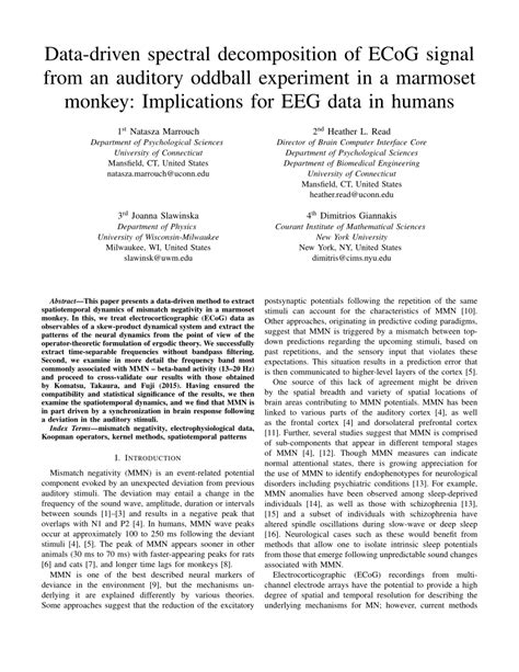 Pdf Data Driven Spectral Decomposition Of Ecog Signal From An Auditory Oddball Experiment In A