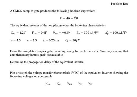 Solved Problem Dos A Cmos Complex Gate Produces The