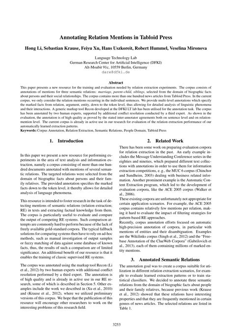 Pdf Annotating Relation Mentions In Tabloid Press