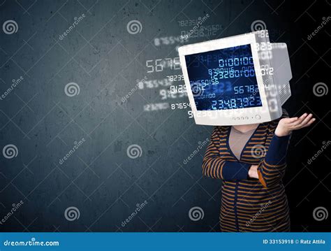 Human Cyber Monitor Pc Calculating Computer Data Concept Stock Photo Image Of Laptop Business