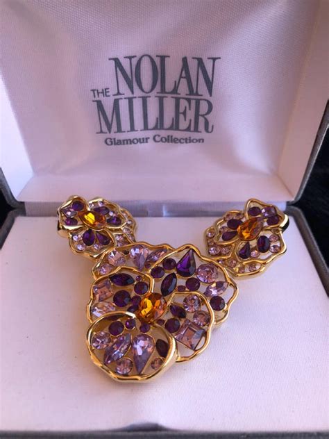 Vintage Nolan Miller Pansy Flower Brooch And Clip On Ea Gem