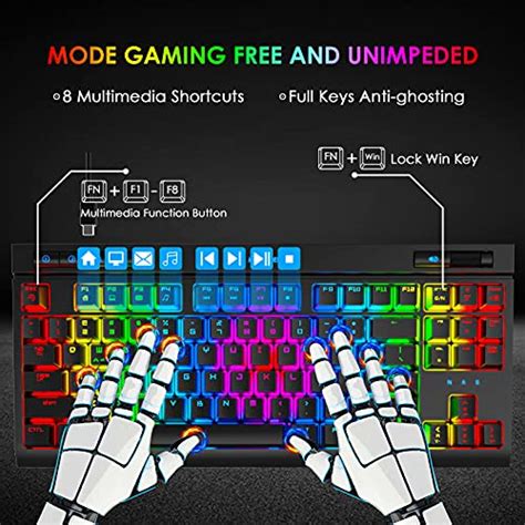 Mechanical Keyboard And Mouse Combo Blue Switch 18 RGB 87 Keys Anti Ghosting Gaming Keyboard