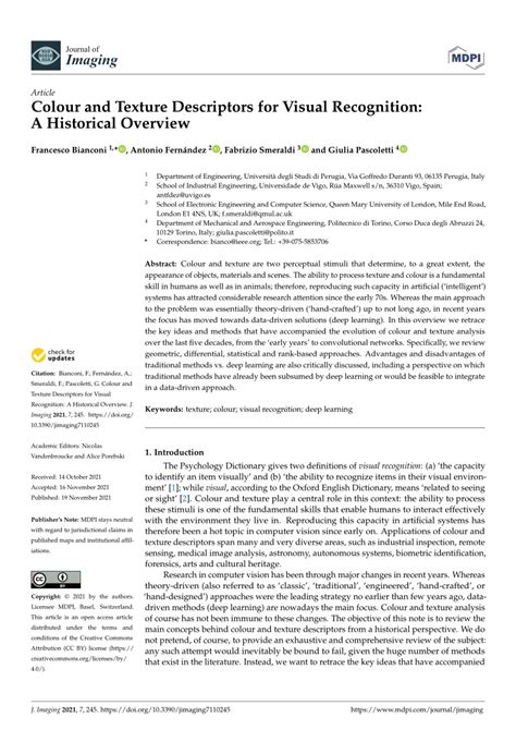 pdf colour and texture descriptors for visual recognition a historical overview
