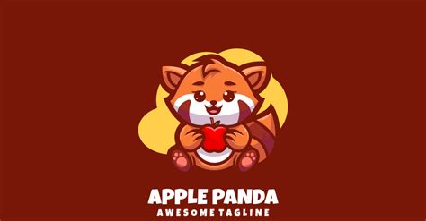 Apple Panda Mascot Cartoon Logo 392594 Templatemonster