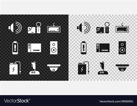 Set Speaker Volume Cinema Camera Keyboard Power Vector Image