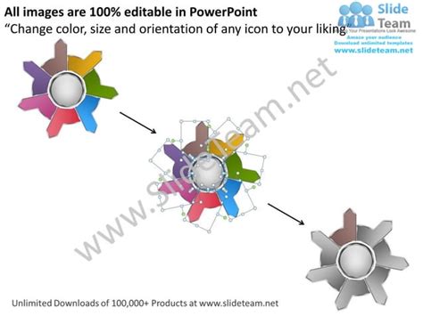 D Diverging Arrow Flow Diagram Stages Arrows Process Software Power Point Slides PDF