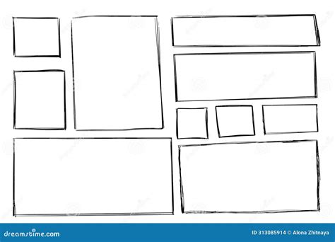 Rectangle Frame Cadre Edge Grunge Border Text Box Textured Isolated On White Background Hand