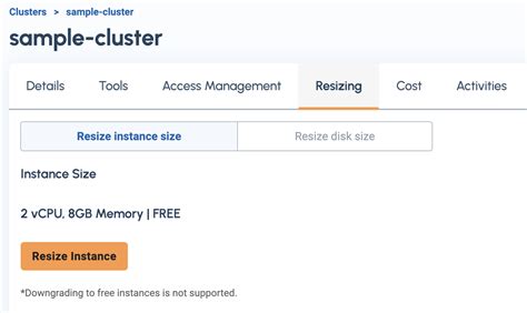 resize a cluster tigergraph cloud classic